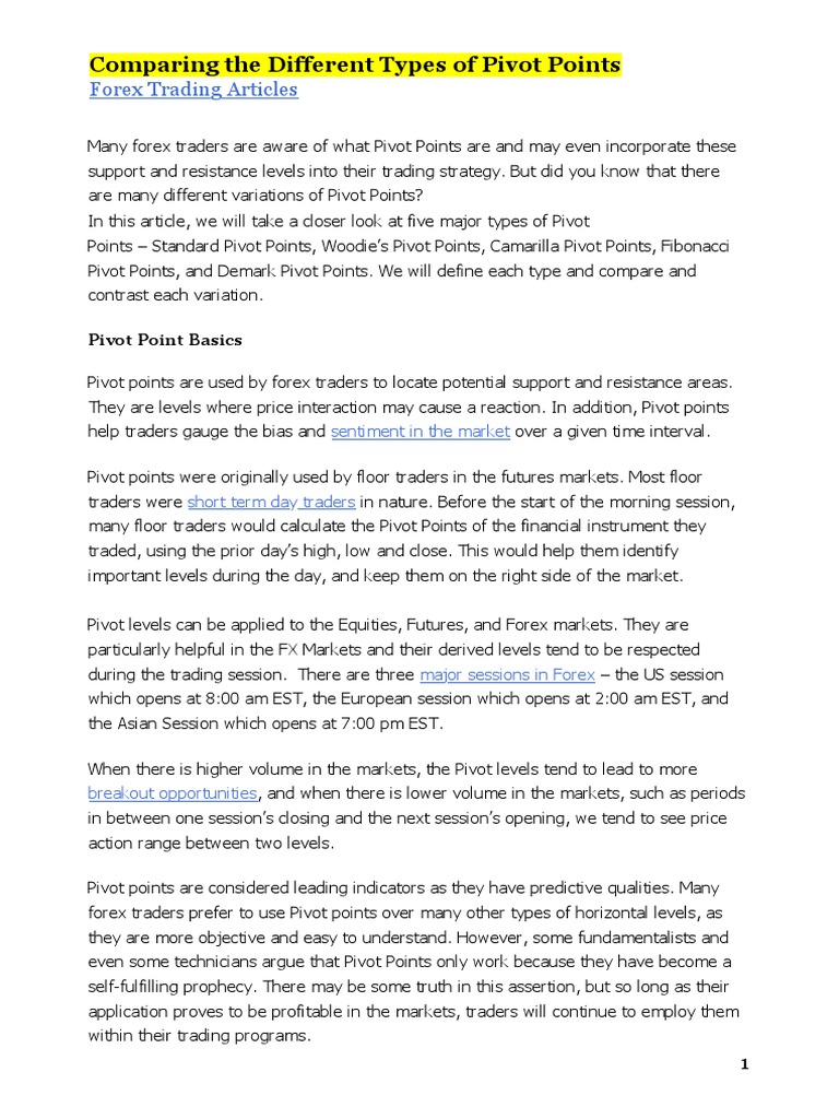 Different Types of Pivot Points | Download Free PDF | Financial Markets ...