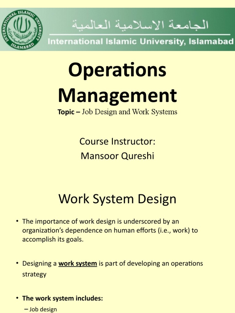 Job Design & Work System | PDF | Employment | Applied Psychology