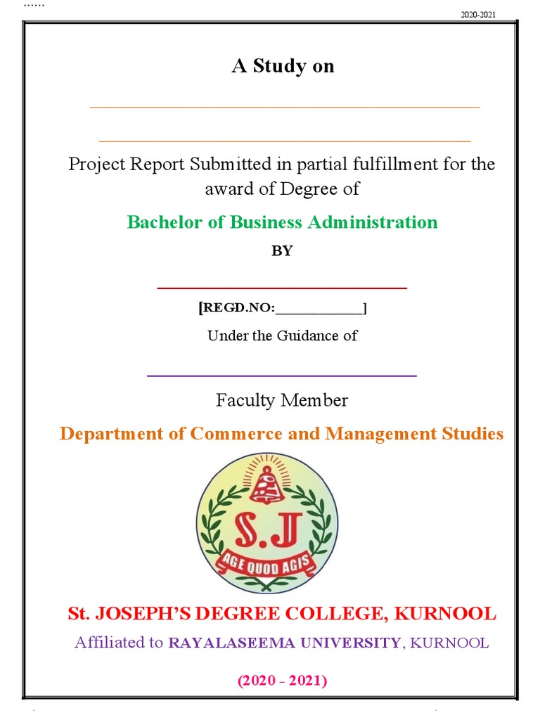 BBA Project Front Pages | PDF | Business