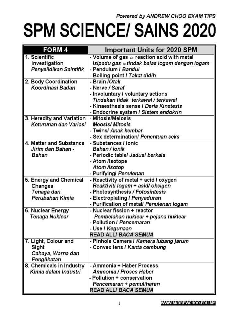 2020 SPM Science The Important Units | PDF | Chemical Substances ...