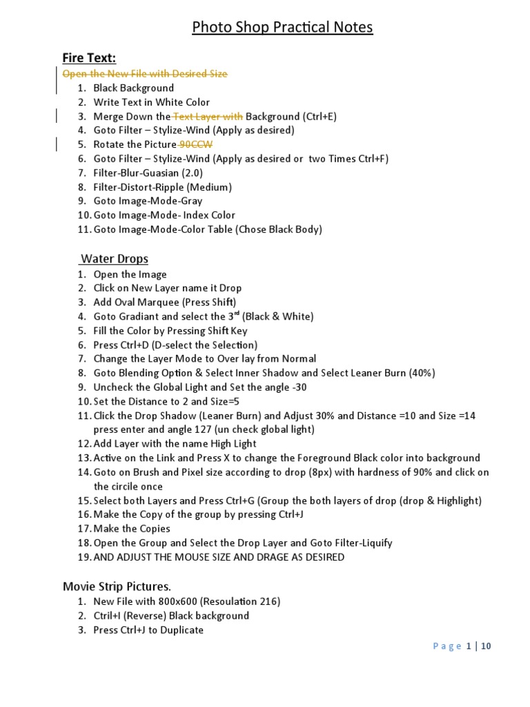 Photoshop Practical Notes for Students | PDF | Adobe Photoshop | Image ...