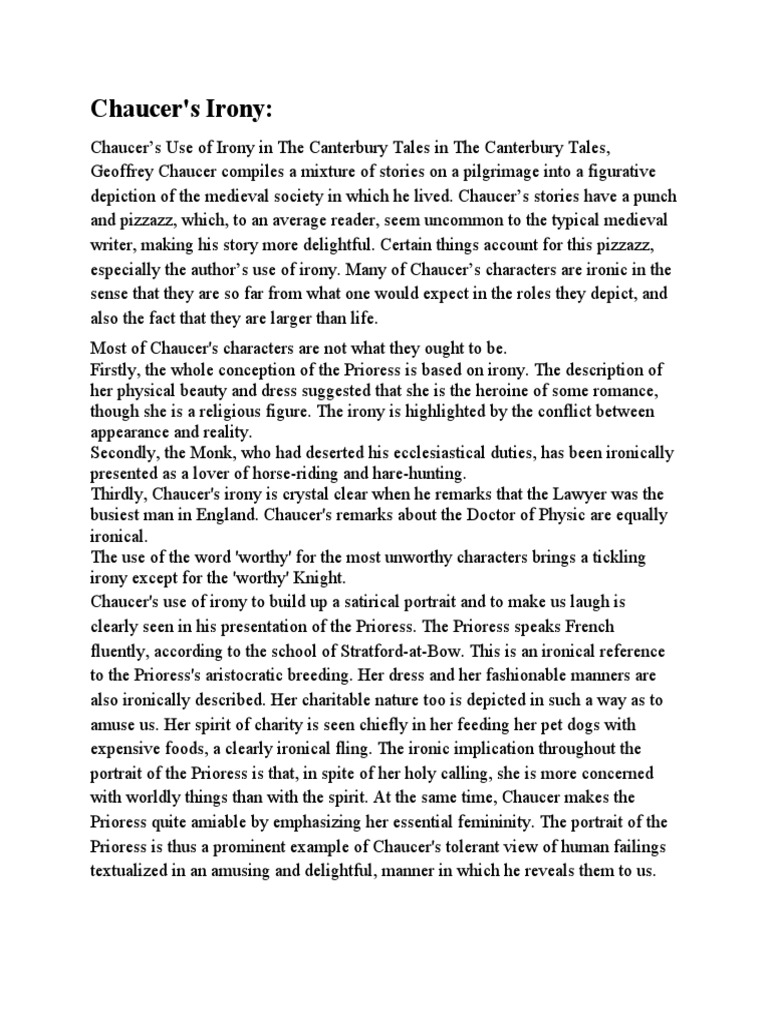 Chaucer's Irony 1 | PDF | The Canterbury Tales | Irony