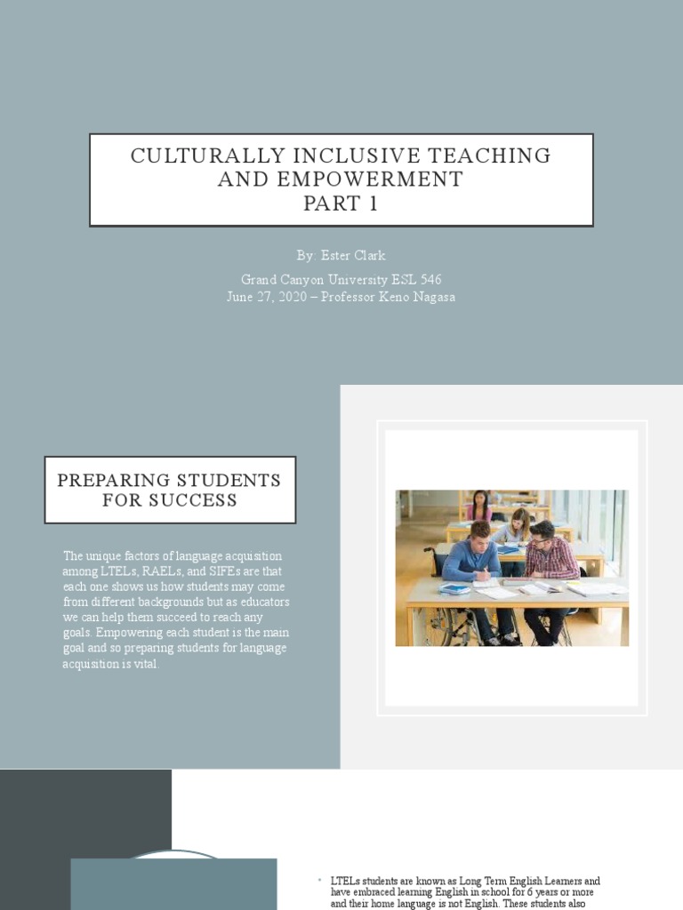 Updated 15 Slides Culturally Inclusive Teaching and Empowerment Esl 546 ...