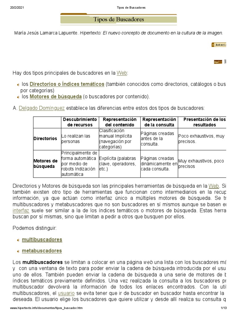 Tipos de Buscadores | PDF | Metadatos | Bases de datos