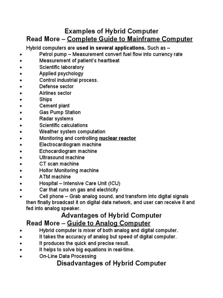 Hybrid Computers Used in Diverse Applications Like Petrol Pumps ...