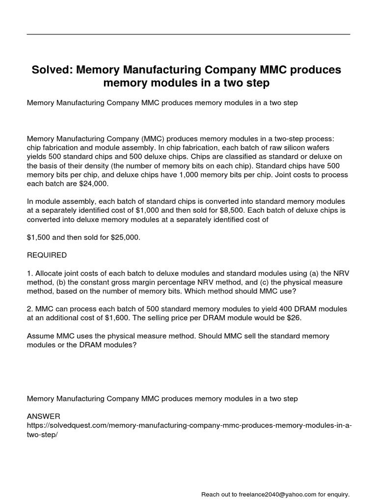 Memory Manufacturing Company MMC Produces Memory Modules in A Two Step ...