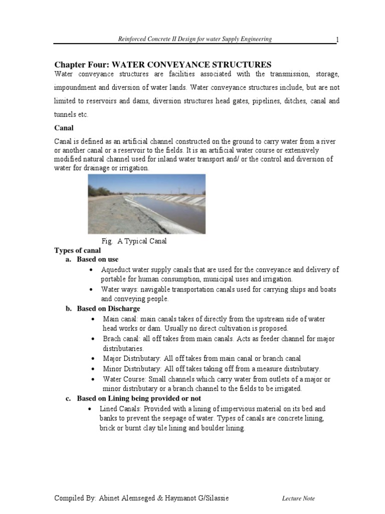 Chapter Four: Water Conveyance Structures: Canal | PDF | Canal | Dam