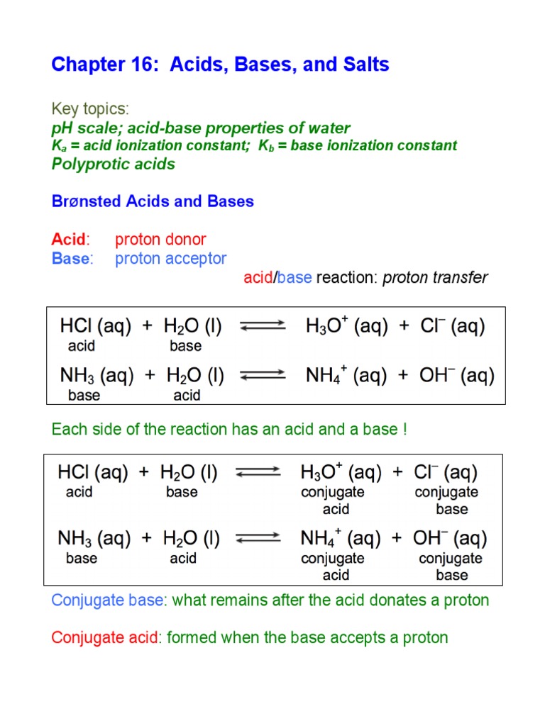 Acid Base Classnote - SR | PDF | Acid | Ph