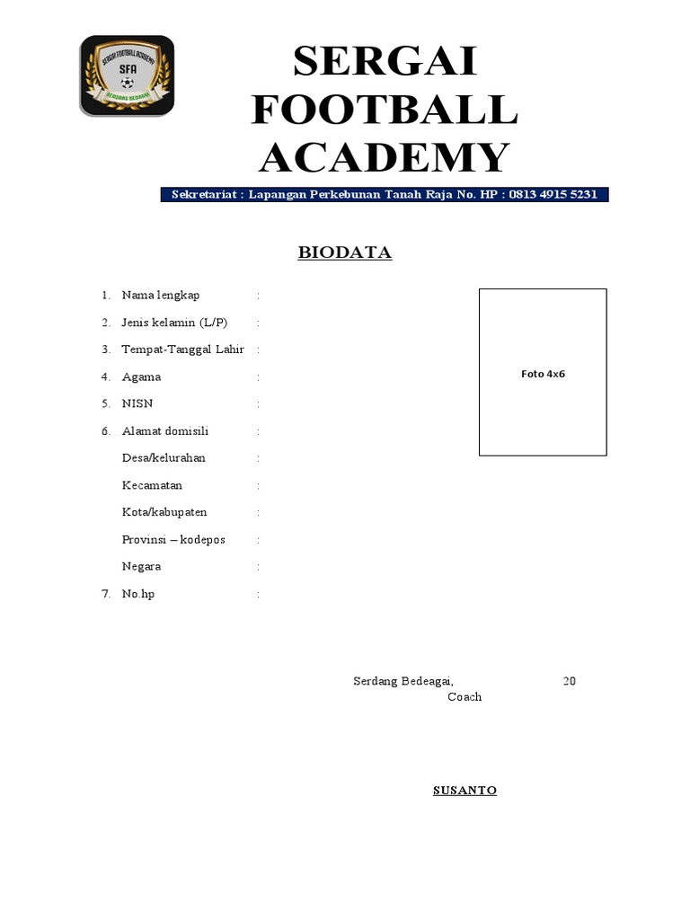 Biodata Sfa | PDF