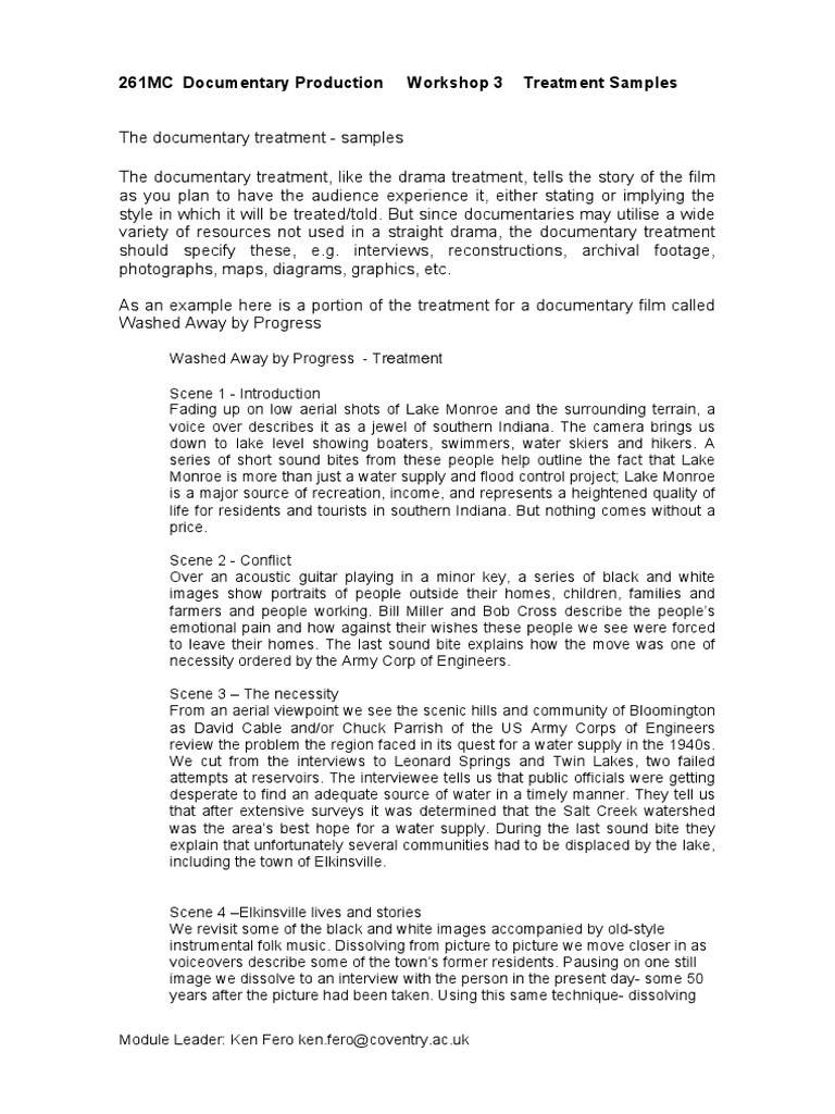 Documentary Treatment Samples Guide | PDF