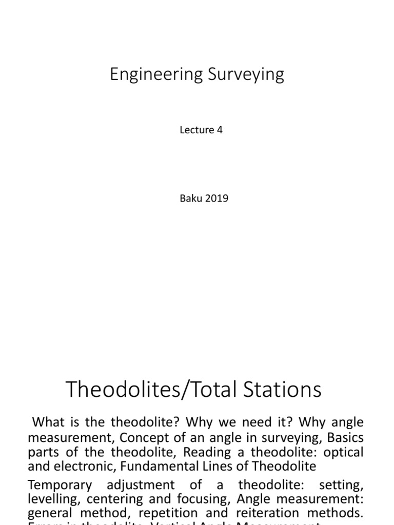Lecture 5 - Theodolite | PDF | Surveying | Scientific Observation