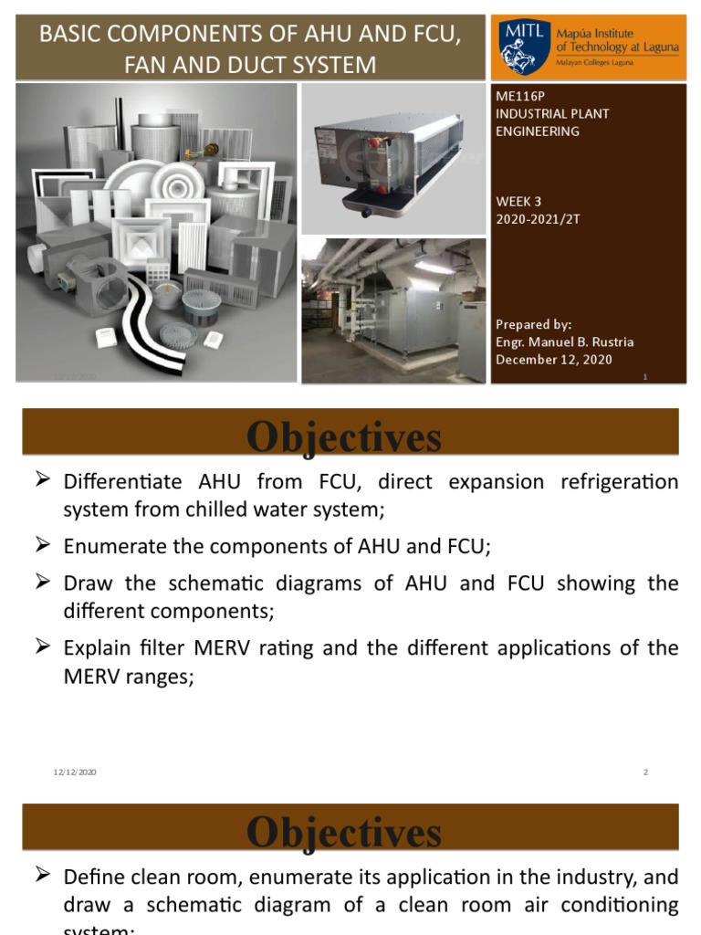 Week 3 - Basic Components of Ahu and Fcu, Fan and Duct System 2020-2021 ...