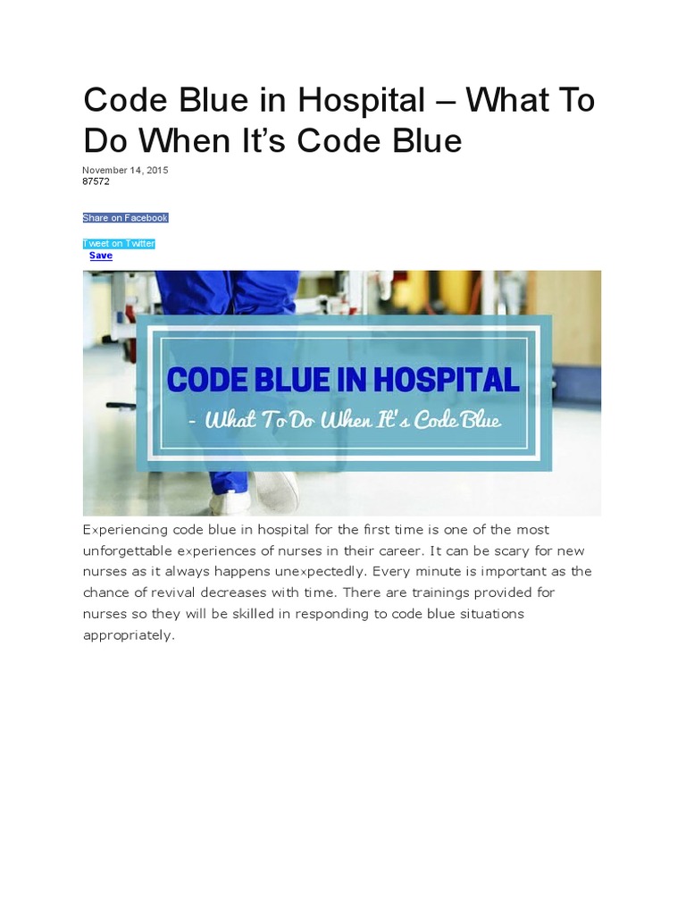 Code Blue in Hospital | PDF | Intensive Care Medicine | Cardiopulmonary ...