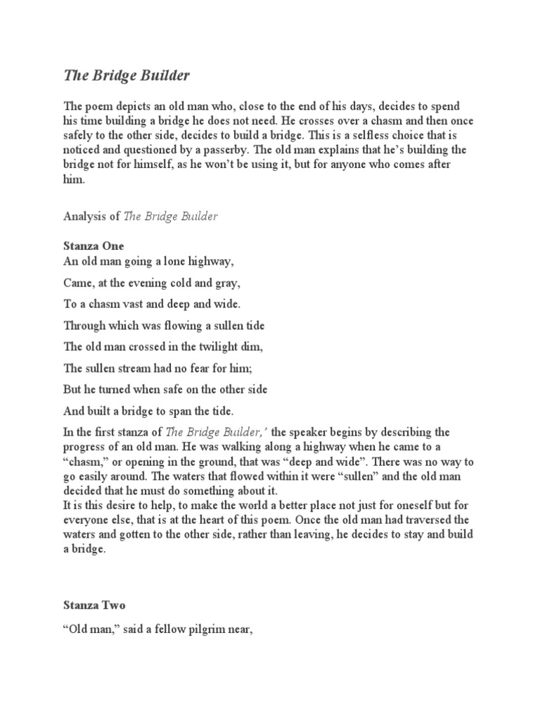 Analysis of The Bridge Builder | PDF