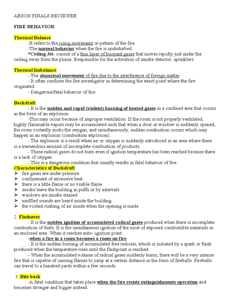 Arson Finals Reviewer | PDF | Firefighting | Fires