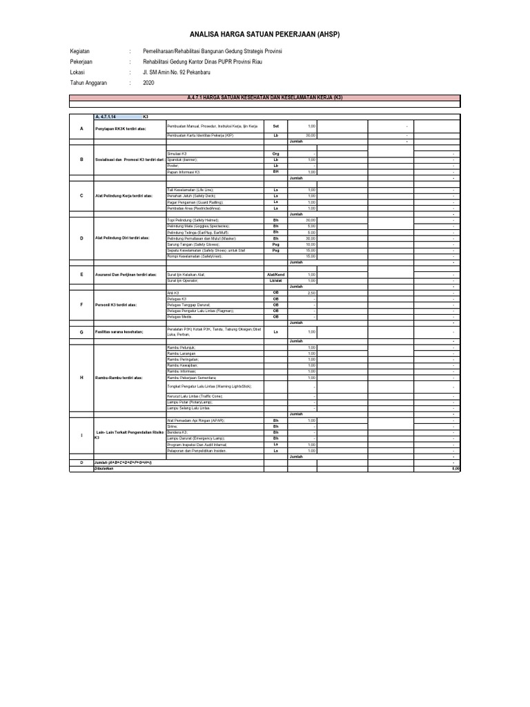 Form Analisa Dan HS Bahan Upah | PDF