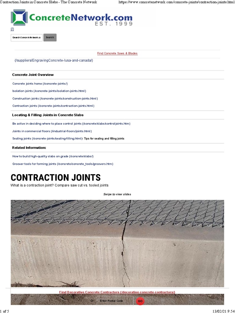 Contraction Joints | PDF | Concrete | Building Materials