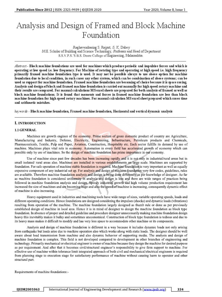 Analysis and Design of Framed and Block Machine Foundation | PDF ...