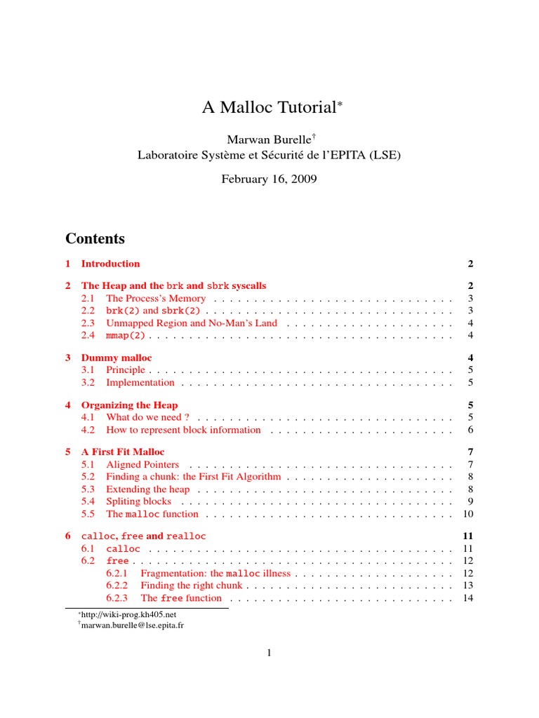 Malloc Tutorial Brk Vs Mmap Pdf Pointer Computer Programming Computer Programming