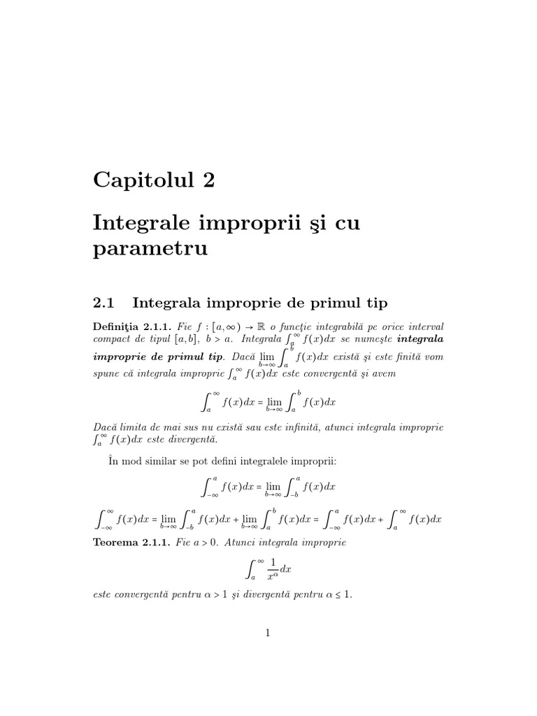 Integrale Improprii Si Cu Parametru | PDF