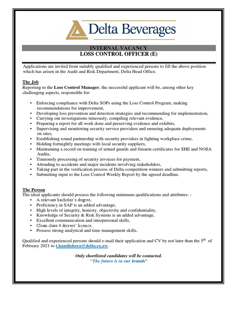 Loss Control Officer Advert | PDF