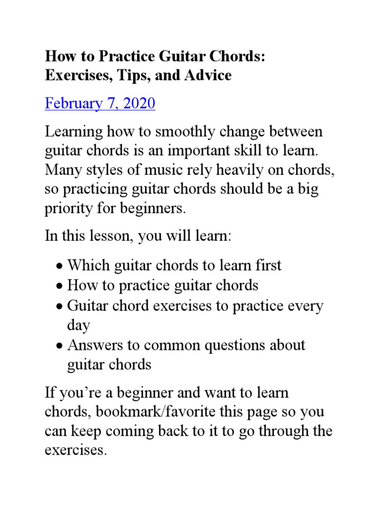 Beginner Guitar Chord Practice Guide | PDF | Tempo | String Instruments