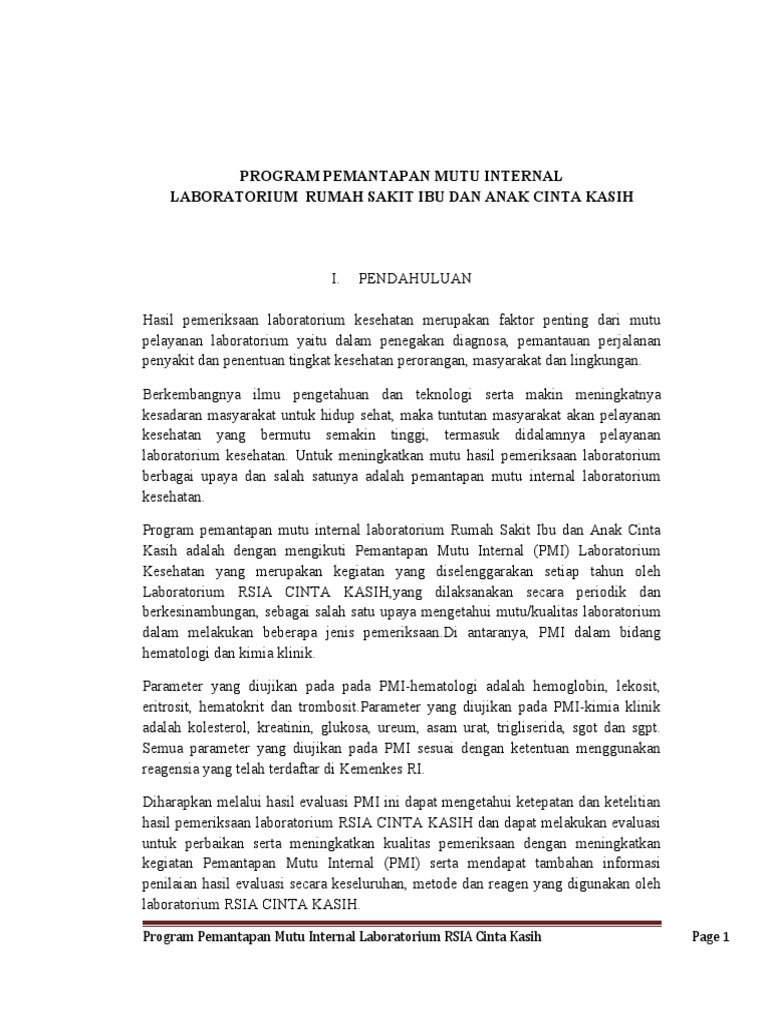 Program Pemantapan Mutu Internal | PDF