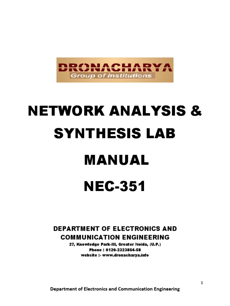 Network Analysis & Synthesis Lab Manual NEC-351: Department of Electronics and Communication ...