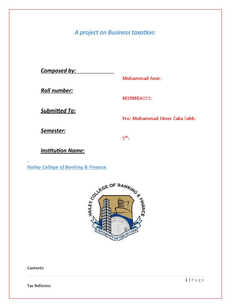 A Project On Taxation | PDF | Tax Deduction | Taxpayer