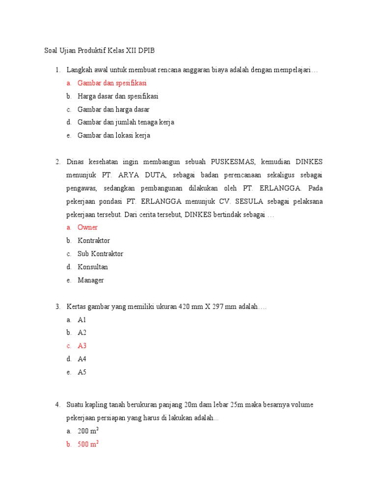 Soal Ujian Produktif Kelas XII DPIB | PDF