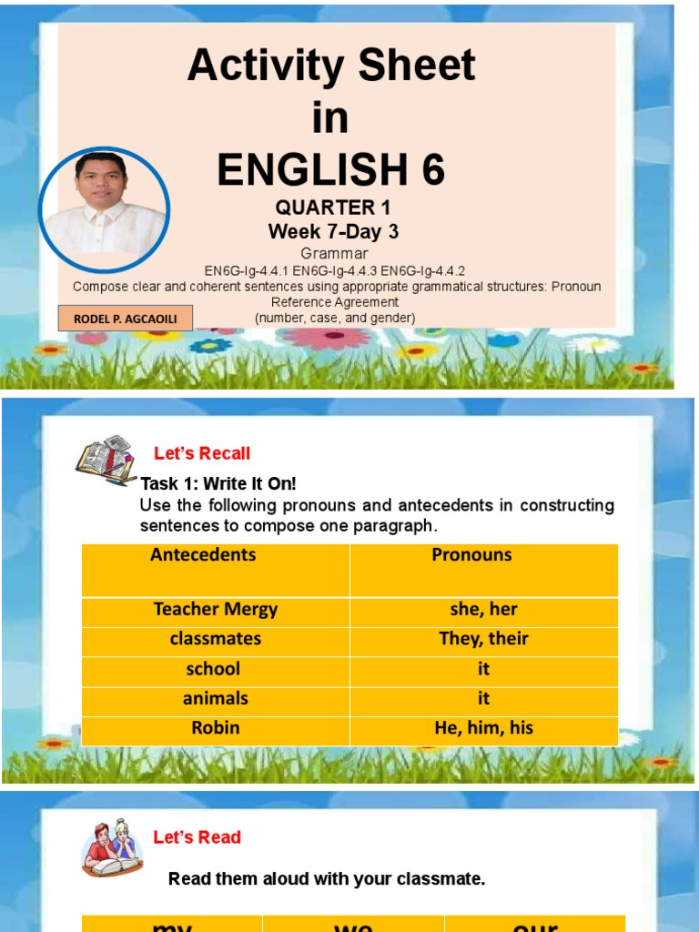 Activity Sheet in English 6: Quarter 1 Week 7-Day 3 | PDF | Edgar Allan ...