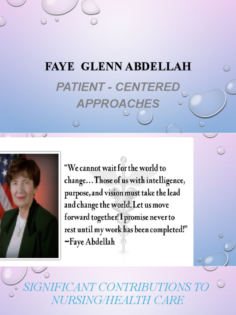 Faye Glenn Abdellah: Patient - Centered Approaches | PDF | Nursing | Goal