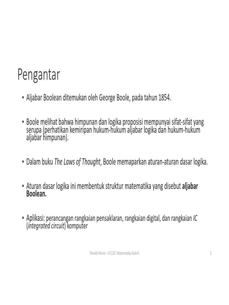 Aljabar Boolean (2020) Bagian 1 | PDF