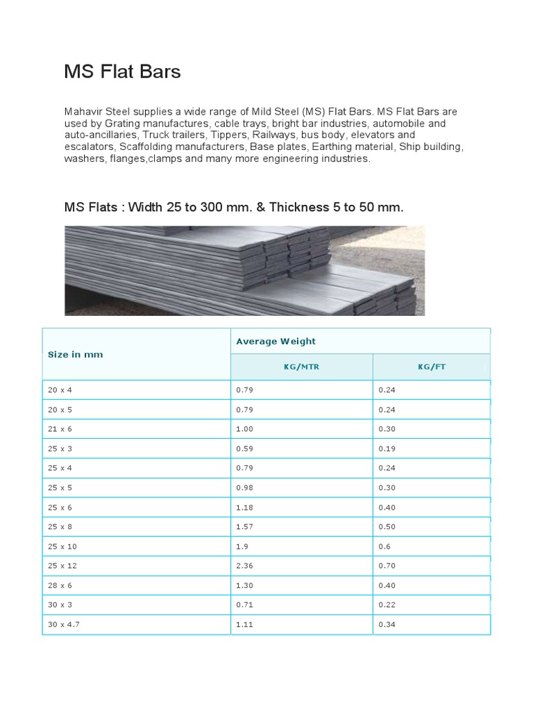 How To Calculate The Weight Of A Mild Steel Bar From Its