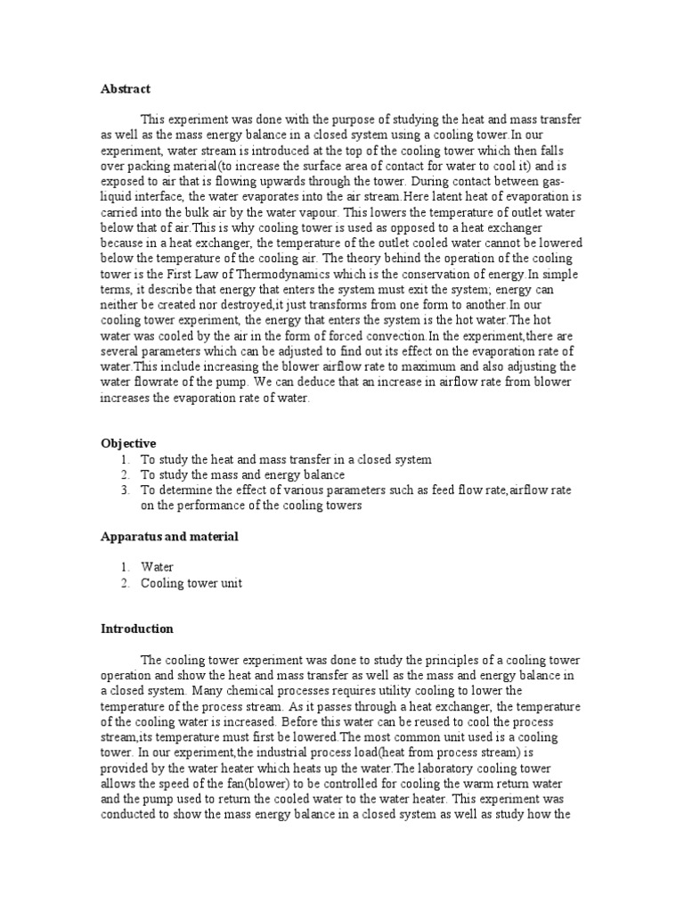Cooling Tower Heat and Mass | PDF | Heat Transfer | Enthalpy