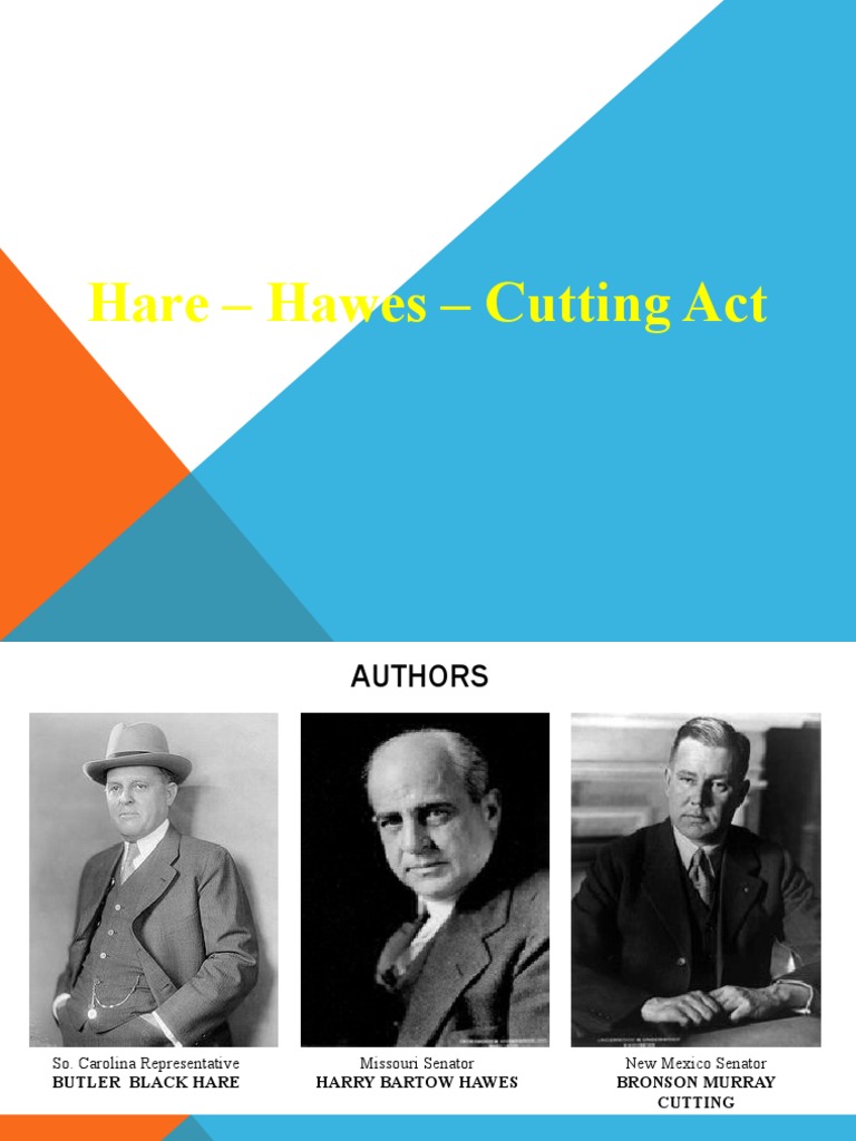 Hare - Hawes - Cutting Act | Download Free PDF | Federal Government Of ...