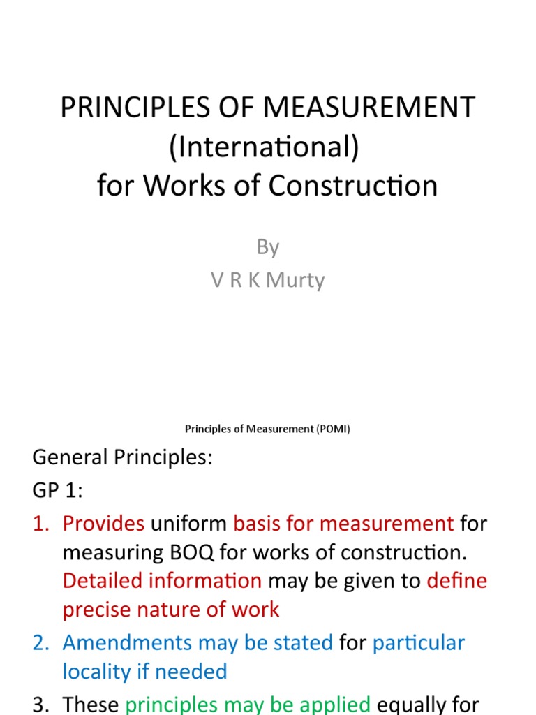 POMI Principles for Construction Measurement | PDF | Deep Foundation | Road