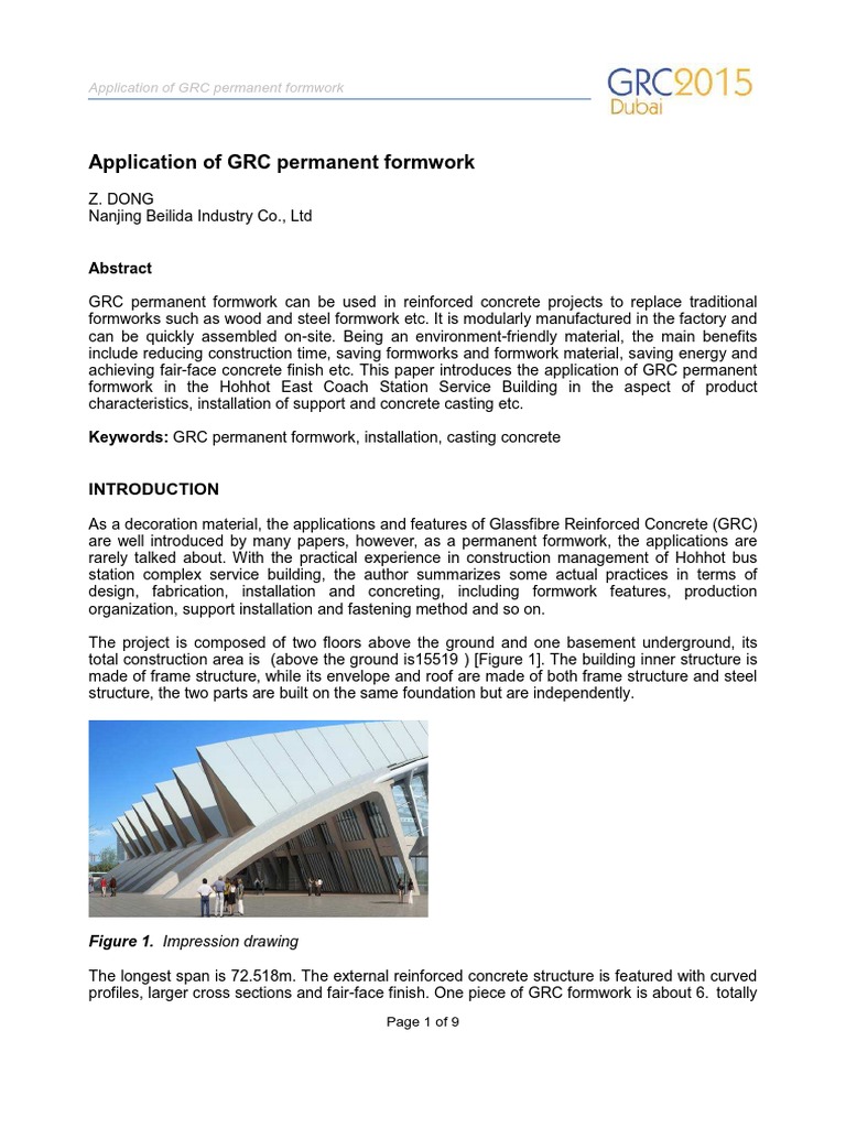Application of GRC Permanent Formwork | PDF | Concrete | Building Materials