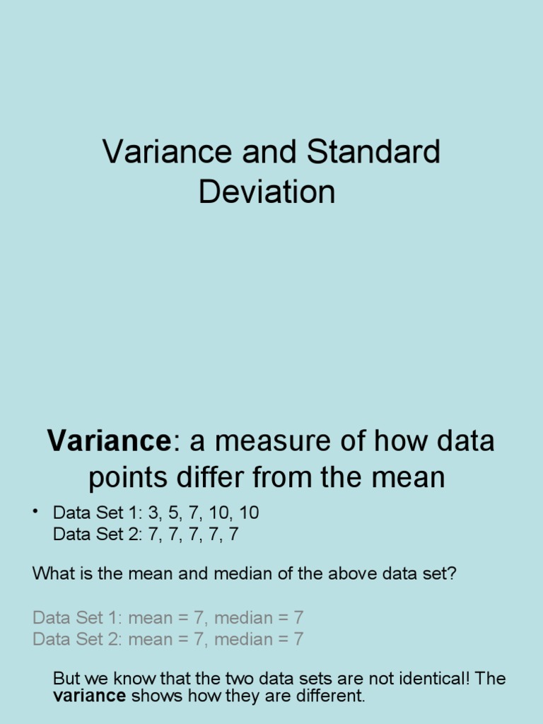 Variance and Standard Deviation | PDF | Variance | Mean