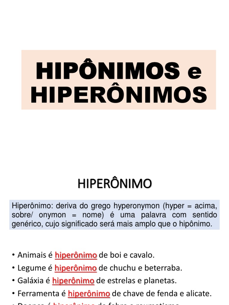 TEORIA - Hiperônimos e Hipônimos | PDF