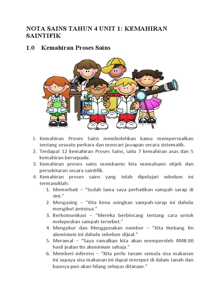 Nota Sains Tahun 4 Unit 1 | PDF