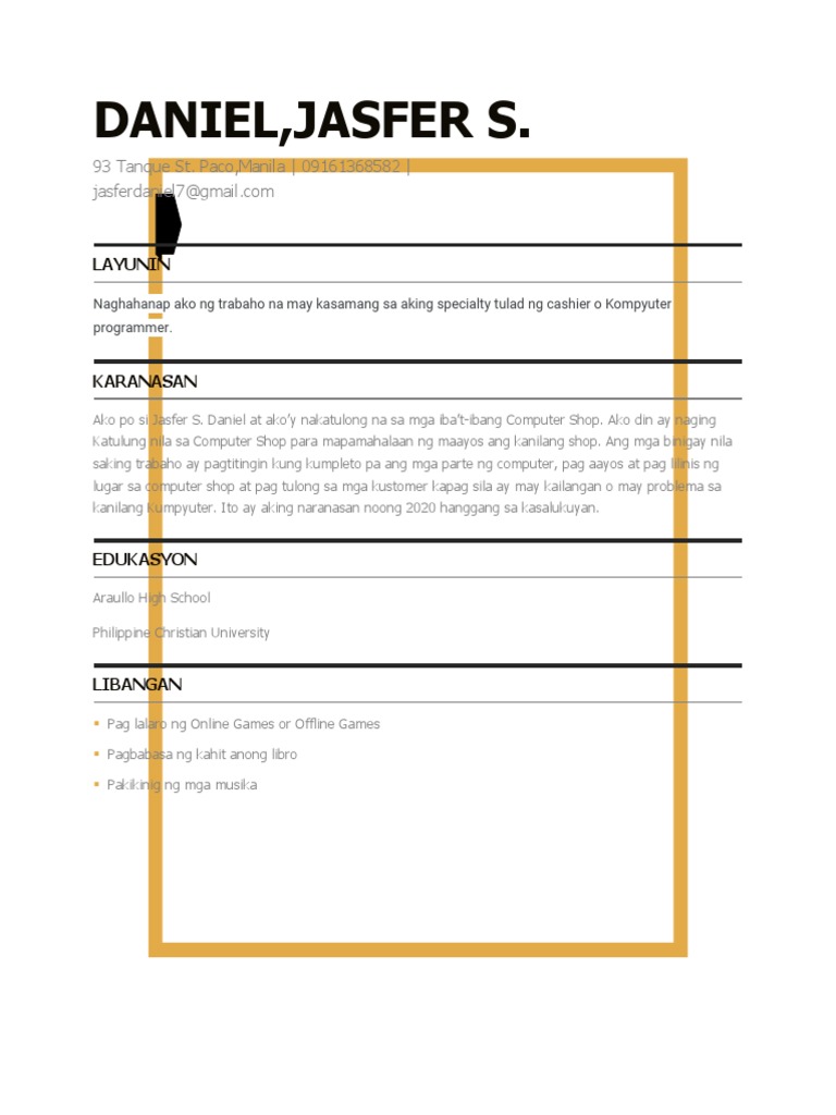 Resume Sa Filipino | PDF