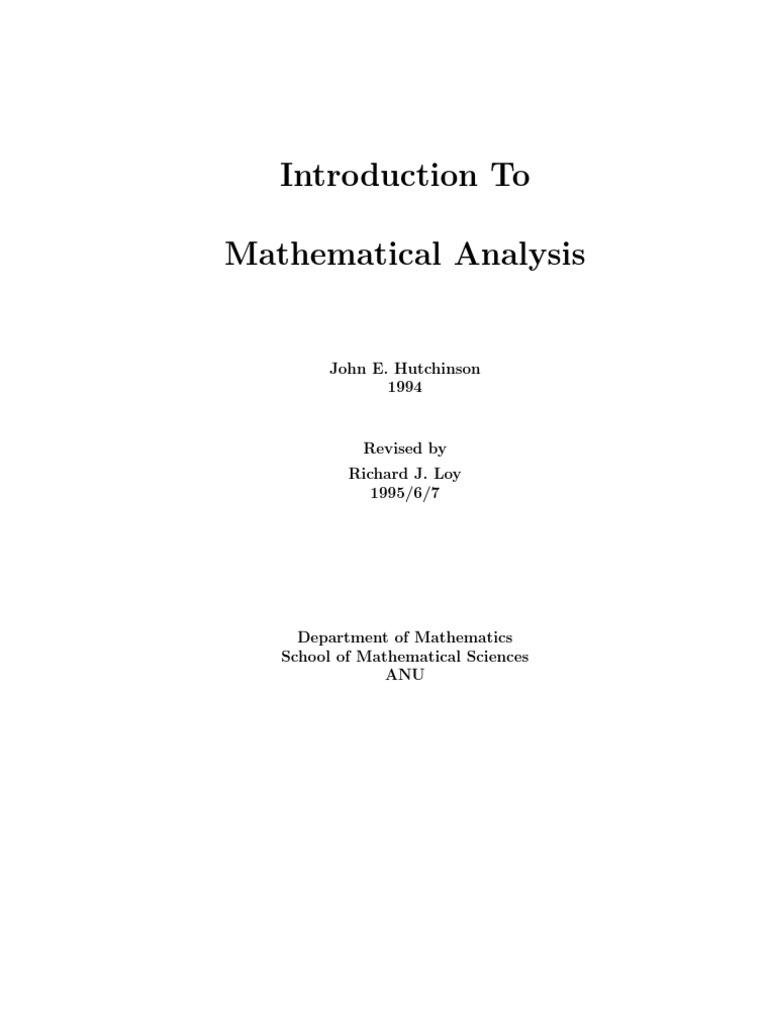 Introduction To Mathematical Analysis | PDF | Theorem | Continuous Function