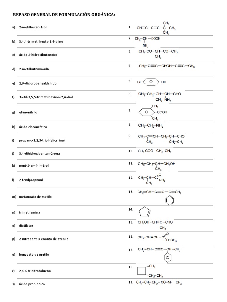 Ejer Repaso Organica | PDF | Grupo funcional | Sustancias químicas
