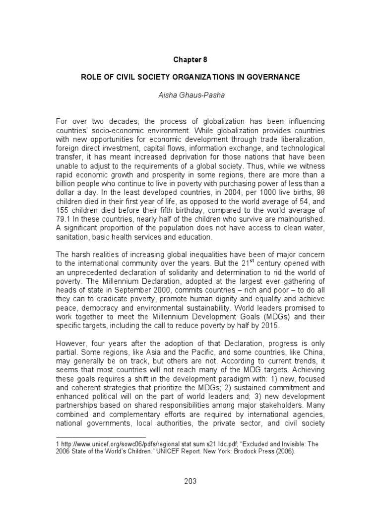 Civil Society's Role in Governance | PDF | Millennium Development Goals ...