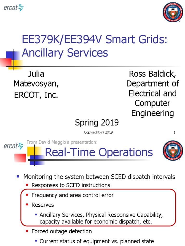 EE379K/EE394V Smart Grids: Ancillary Services | PDF | Electrical Grid ...
