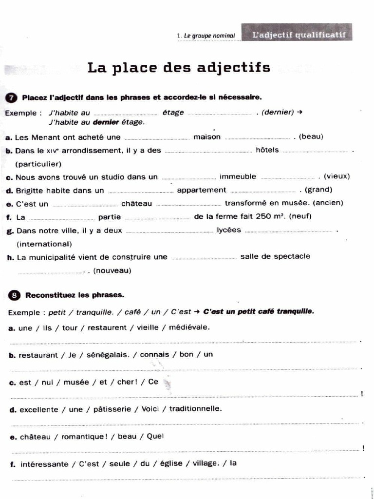 Place de La Adjectif | PDF