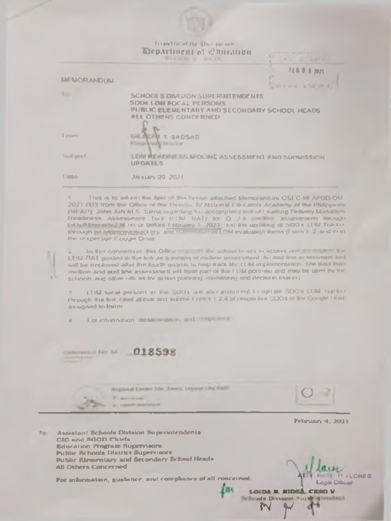 Regional Memo - LDM Readiness Midline Assessment and Submission Updates ... Regional Memo - LDM Readiness Midline Assessment and Submission Updates ...