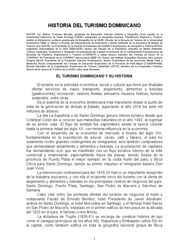 Historia del Turismo en República Dominicana | PDF | República ...