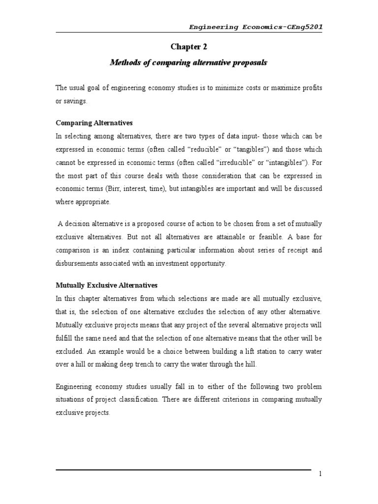 Methods of Comparing Alternative Proposals | Download Free PDF | Loans ...